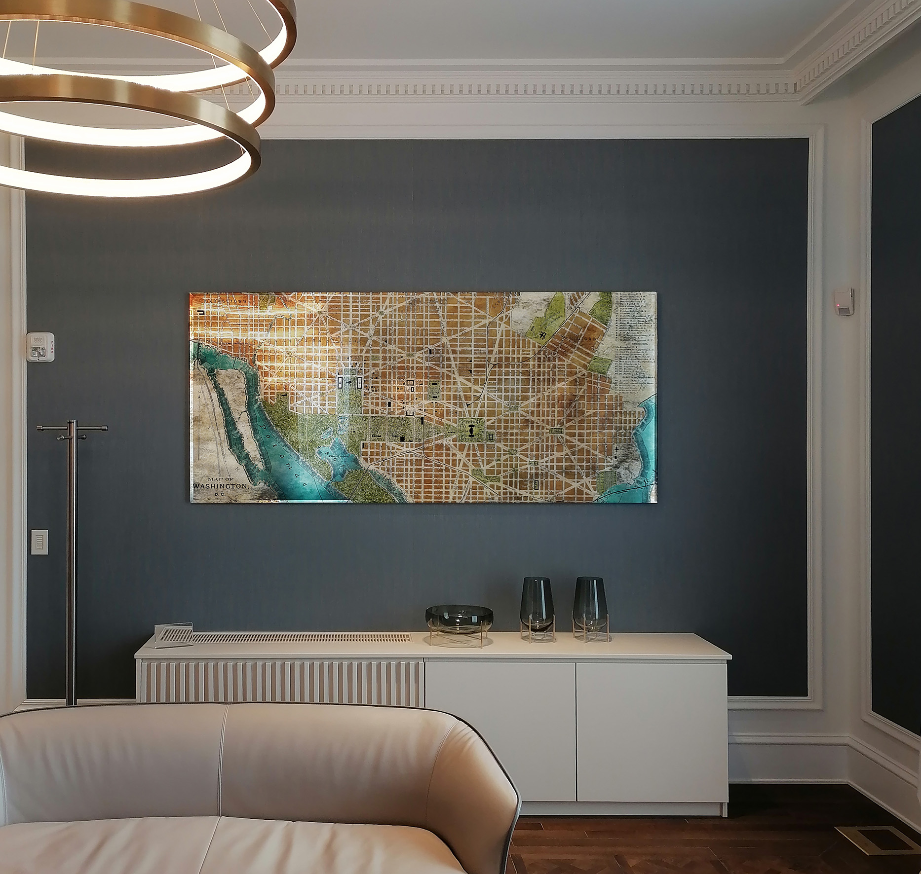antique mirror map / Washington DC. office – KRZN Studio