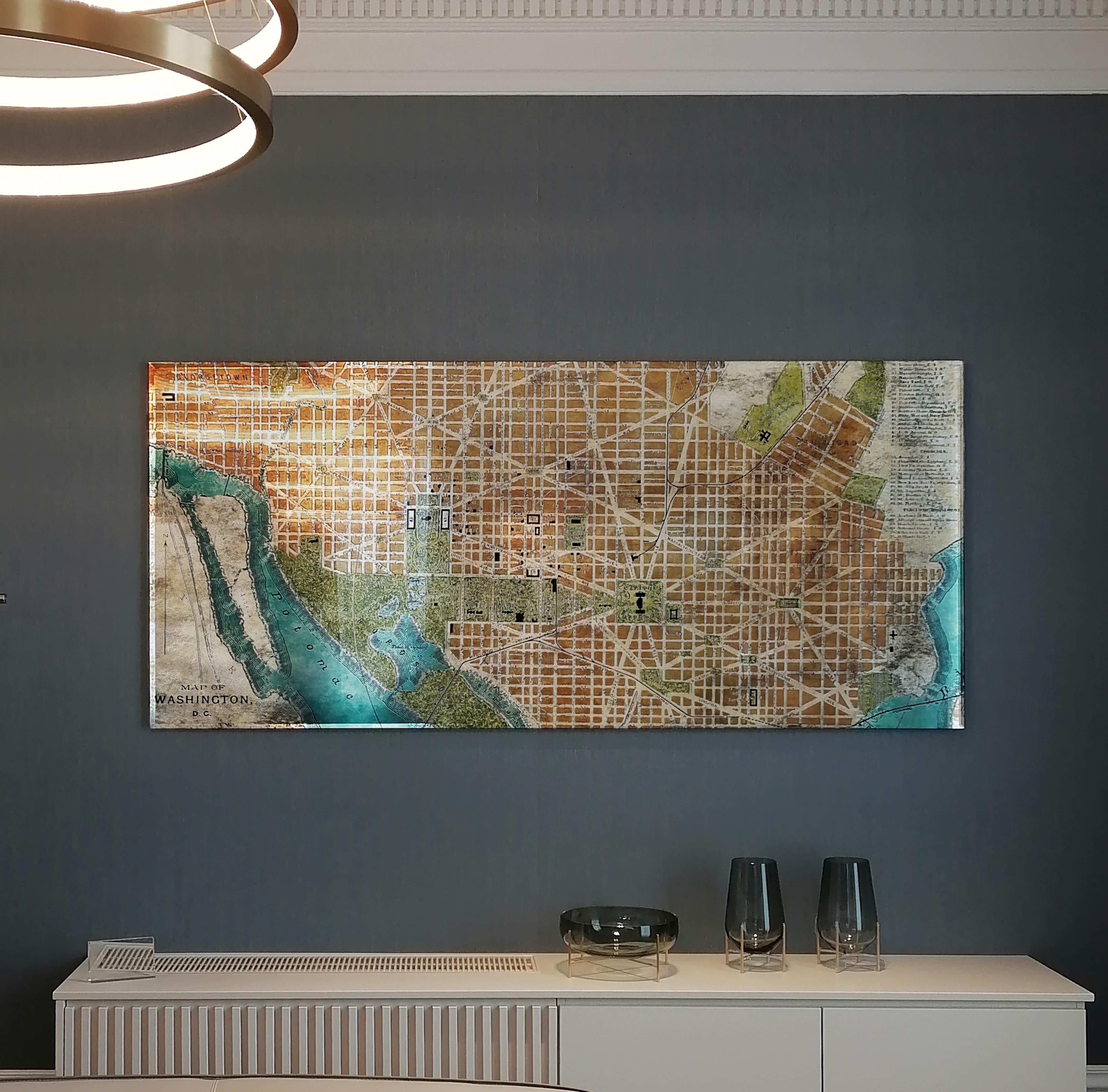 antique mirror map / Washington DC. office – KRZN Studio